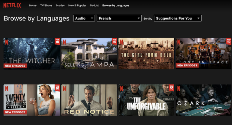 Browsing the Netflix “browse by language” feature – Global by Design