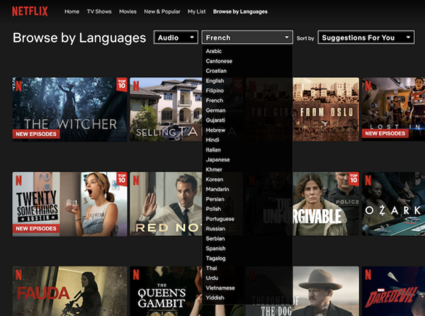 Browsing the Netflix “browse by language” feature – Global by Design